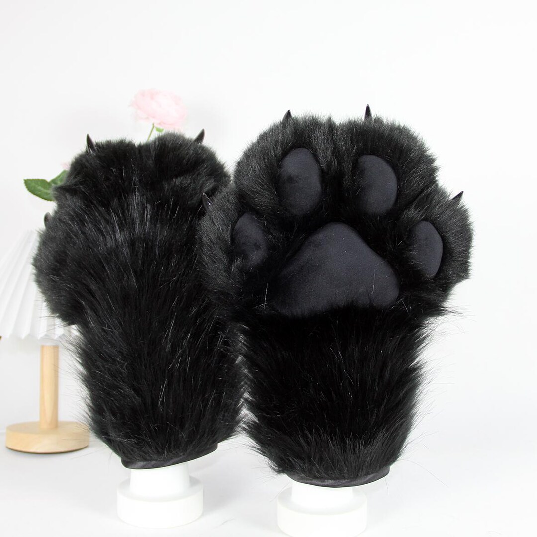Furry Faux Super Black Handpaws: Custom Cosplay Paw Gloves, Fursuit Cat ...