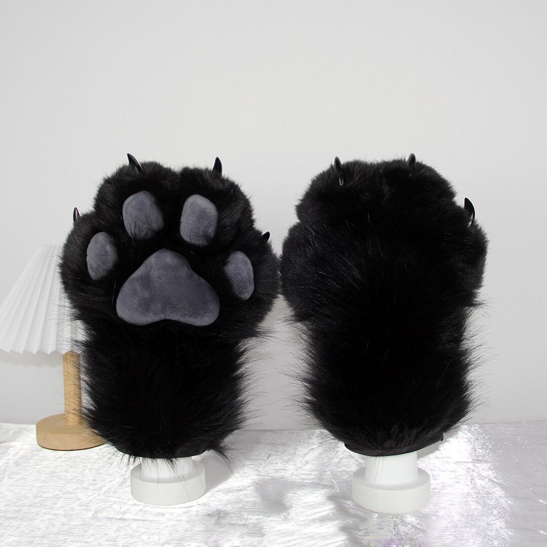 All Black Paws Gloves: Fursuit Handpaws, Cosplay Cat Paws, Furry Paws ...