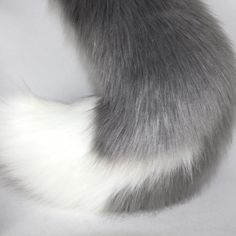 Plush Gray Furry Tail: Long Hair Cosplay Accessory, Fursuit Tail ...