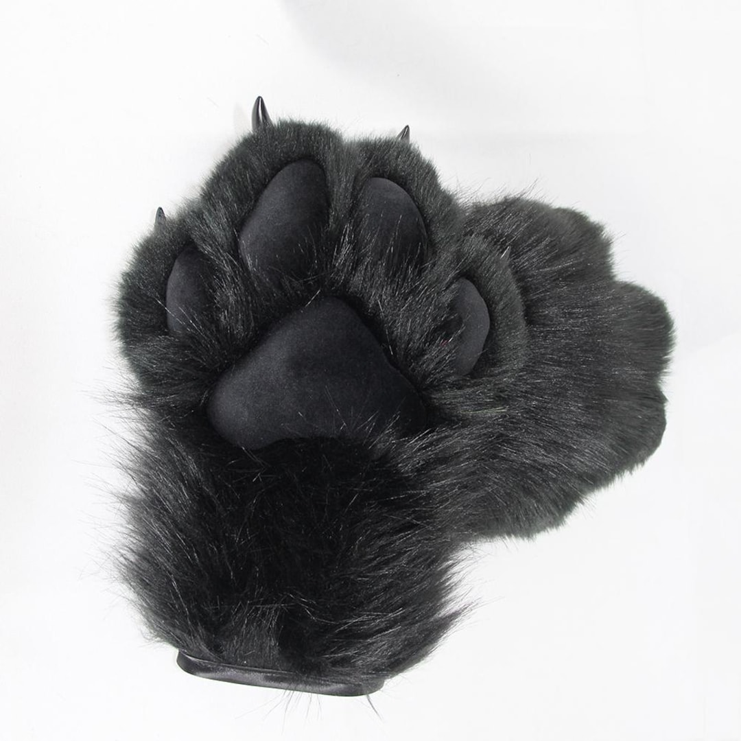 All Black Puppy Paws: Black Furry Handpaws, Cosplay Dog Paw Gloves ...