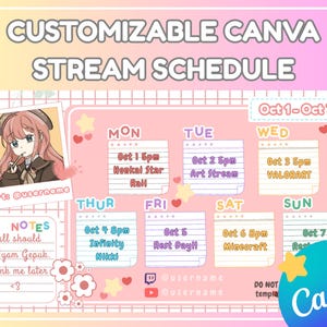 Pink Theme Vtuber Stream Schedule - Etsy