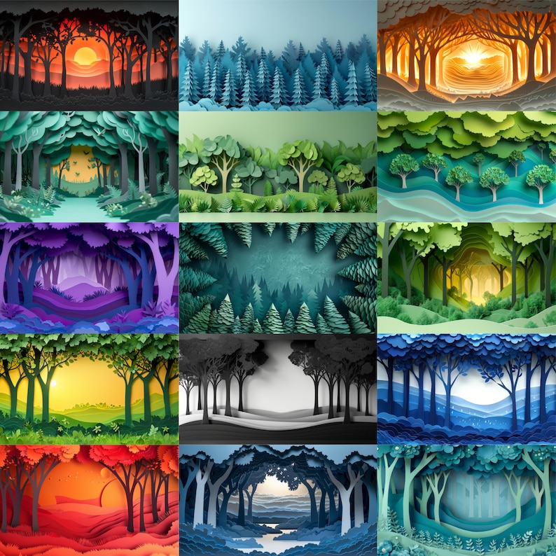 45 Forest Papercut Backdrop Template High-res Woodland Scene Layered ...