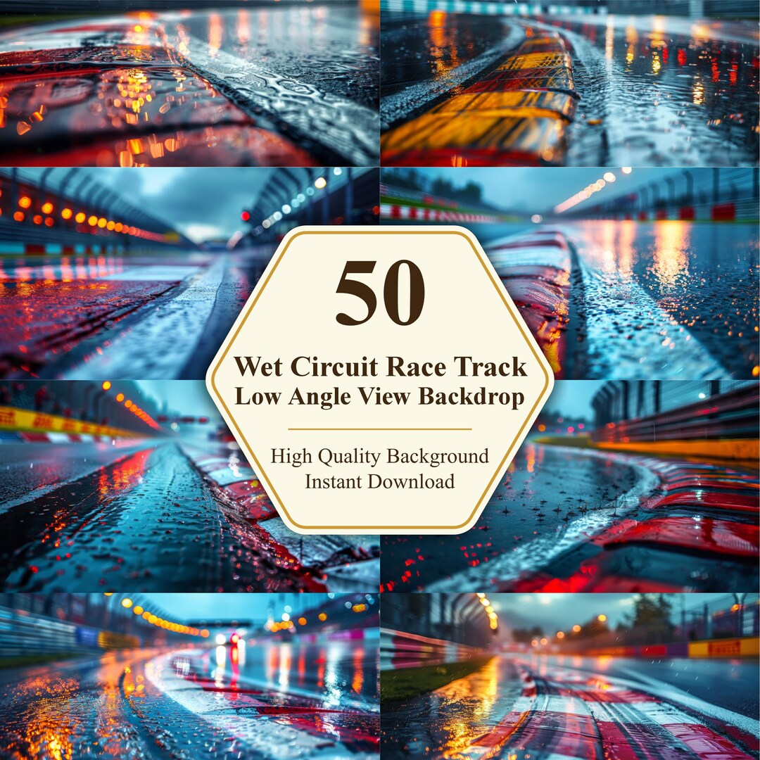 50 Wet Circuit Race Track Low Angle Backgrounds Rain Asphalt Reflection ...