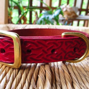 Deep Red Celtic Collar Embossed Leather Dog Collar. Celtic | Etsy