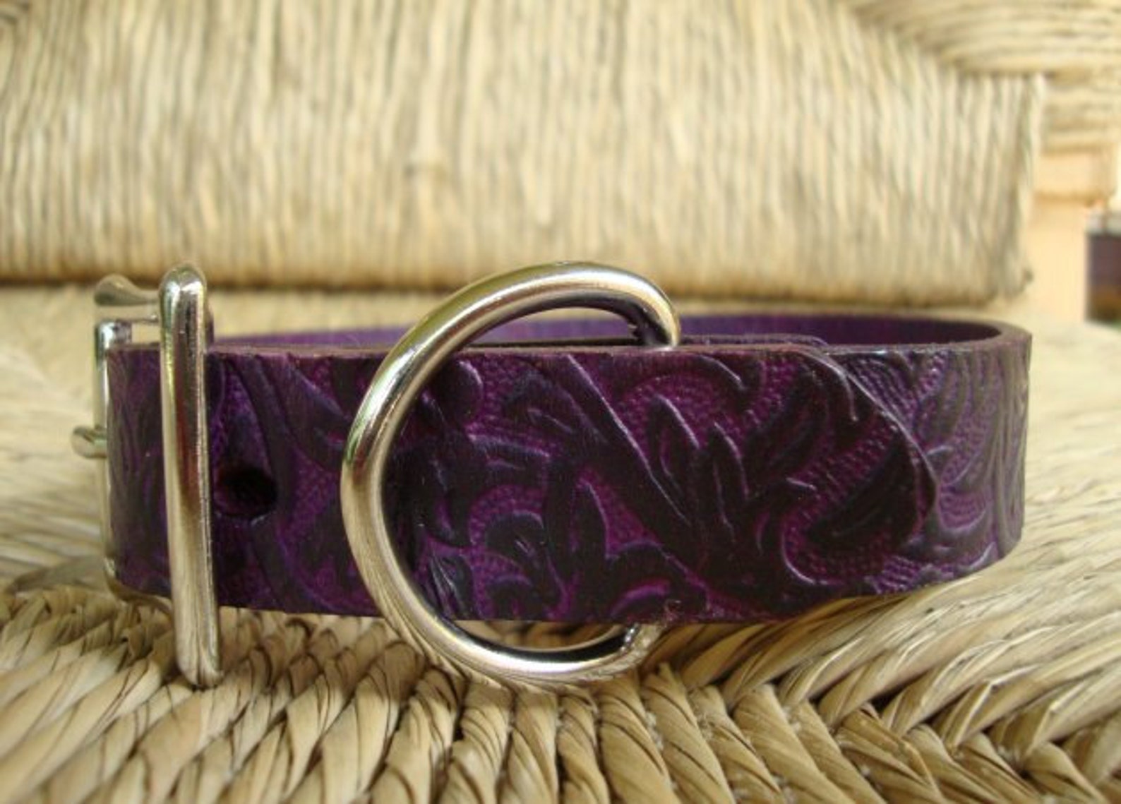 Violet Leather Dog Collar. 1 Wide Purple and Black - Etsy