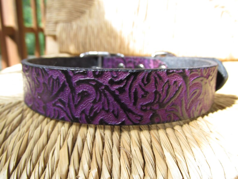 Violet Leather Dog Collar. 1 Wide Purple and Black - Etsy