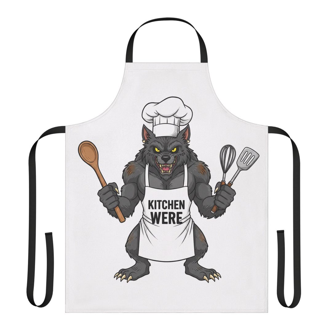 Kitchen Werewolf Apron | Chef Wolf Cartoon Apron - Etsy