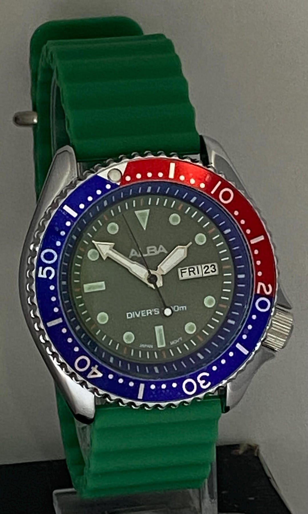 Refurbished Alba Green Dial Rotating Bezel Watch : Automatic Japan Made ...