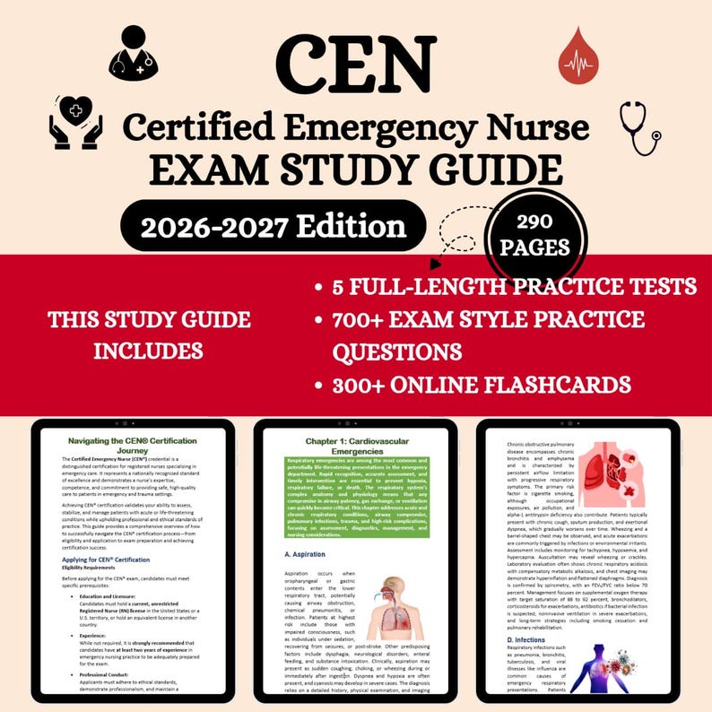 Cen Review 2026 | Certified Emergency Nurse Certification Flash Cards ...