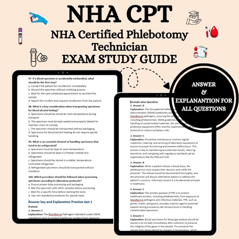 Phlebotomist Test Study Guide | Phlebotomy | Nha Phlebotomist Exam ...