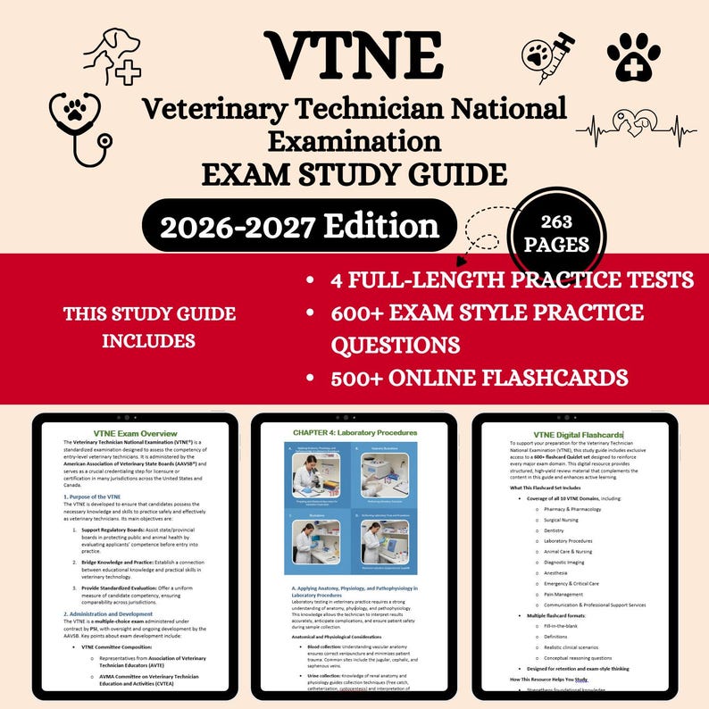 VTNE Exam 2026-2027 | VTNE Study Guide | VTNE Study Material | Vtne ...