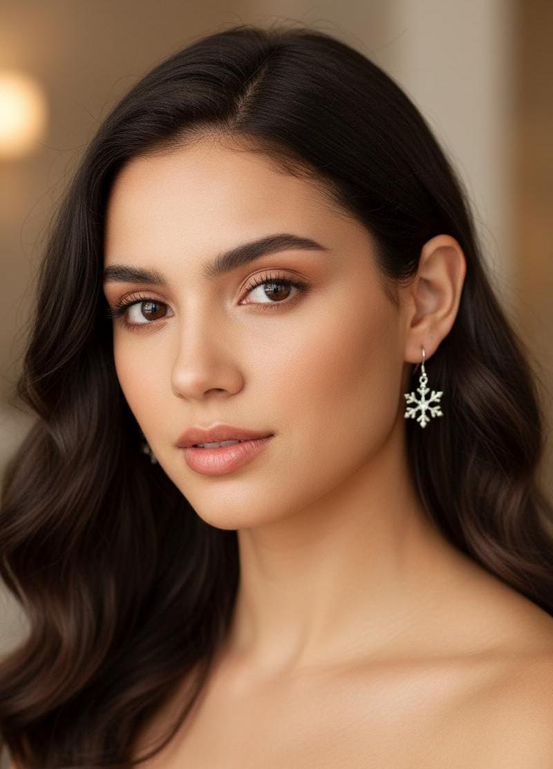 Silver Tone Snowflake Earrings Set, Dainty Winter Drop Jewellery ...