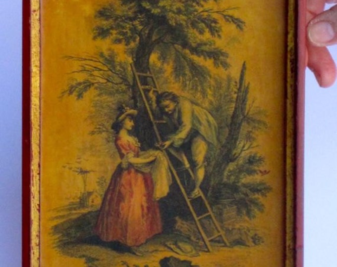 Vintage Toile Art Print Picture in Red Wood Frame - Etsy