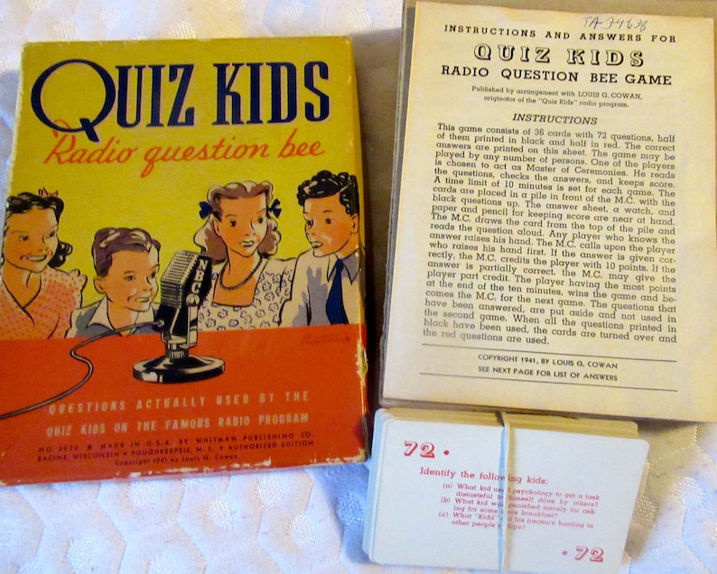 Vintage Game Quiz Kids Radio Questions Bee Original Box 1941. Used ...