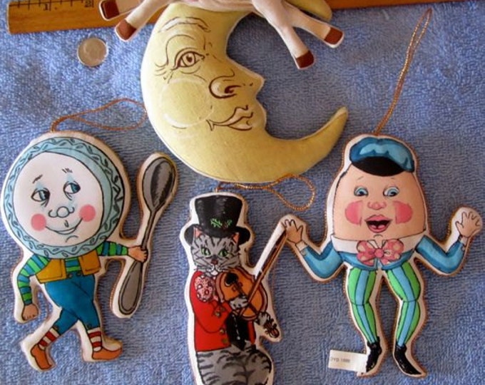 Vintage Nursery Rhyme Characters Cloth Fabric Hanging Baby Room Decor ...