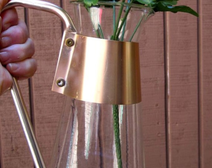 Glass Pitcher Gold Metal Handle Neck Ring Drink Decanter Mod - Etsy