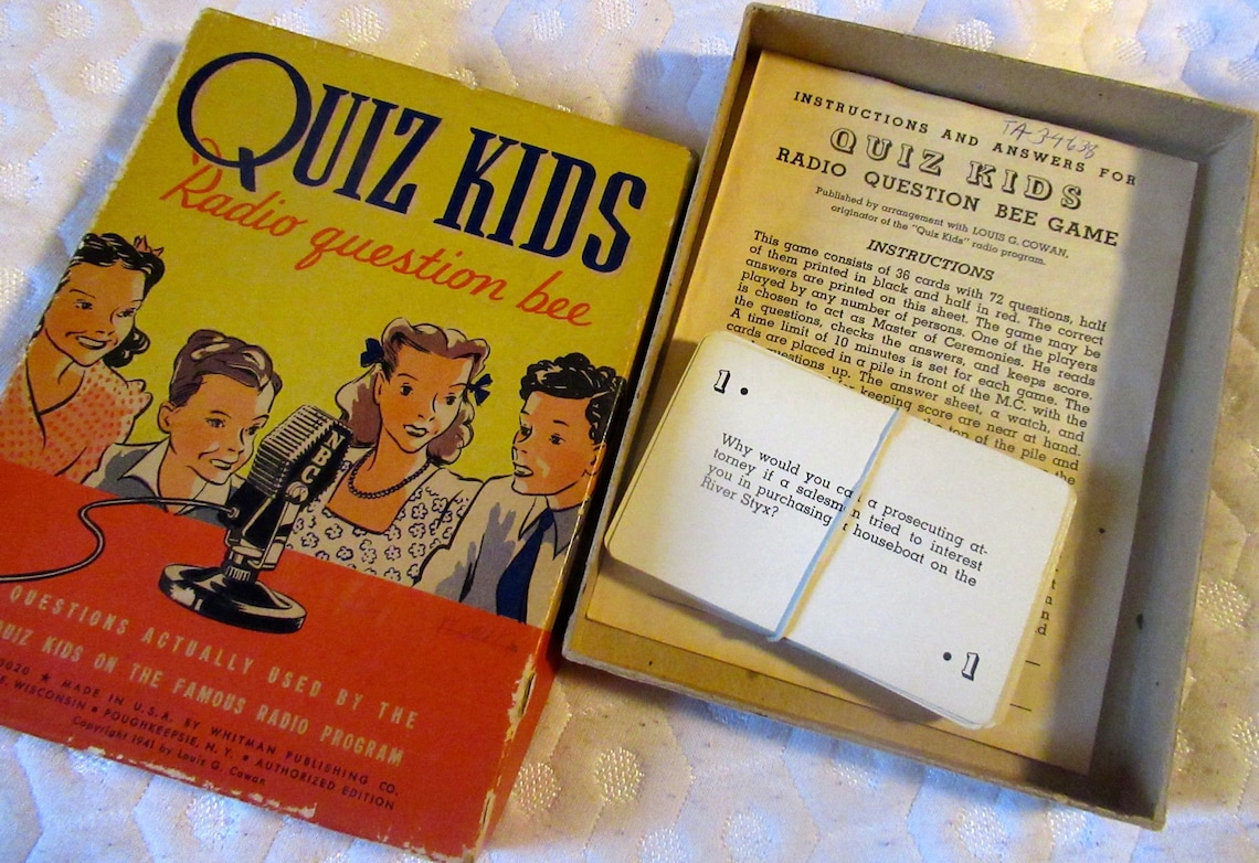 Vintage Game Quiz Kids Radio Questions Bee Original Box 1941. Used ...