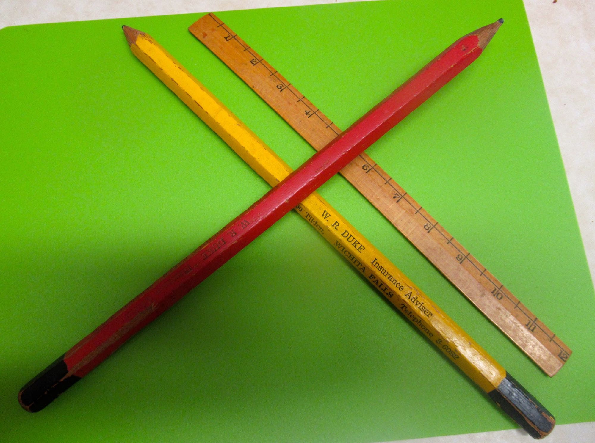 Vintage Jumbo Giant Pencils 1 Yellow and 1 Red Wooden Advertising ...