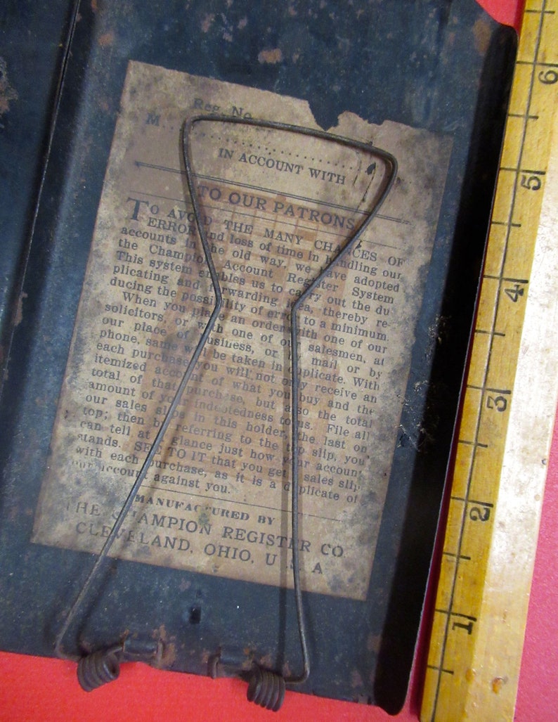 Antique Metal Receipt Orders Holder With Spring Clip 1920's Black ...