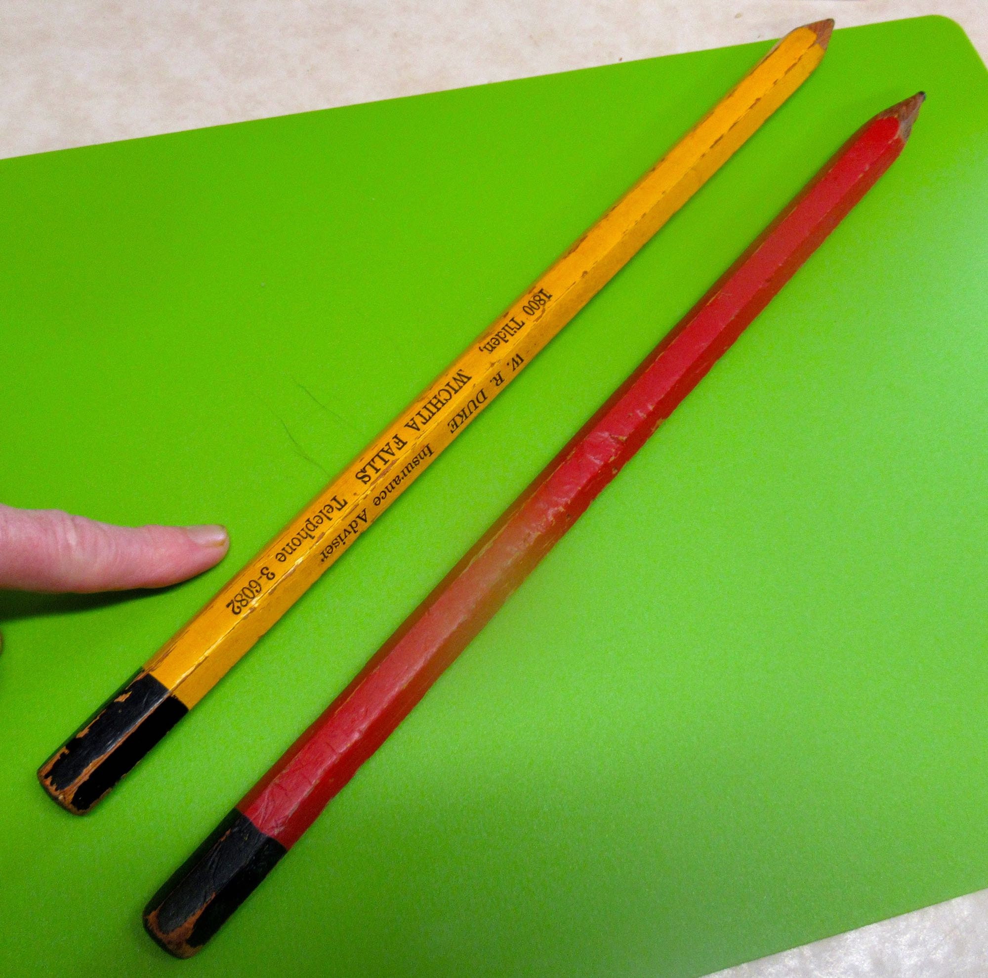 Vintage Jumbo Giant Pencils 1 Yellow and 1 Red Wooden Advertising ...