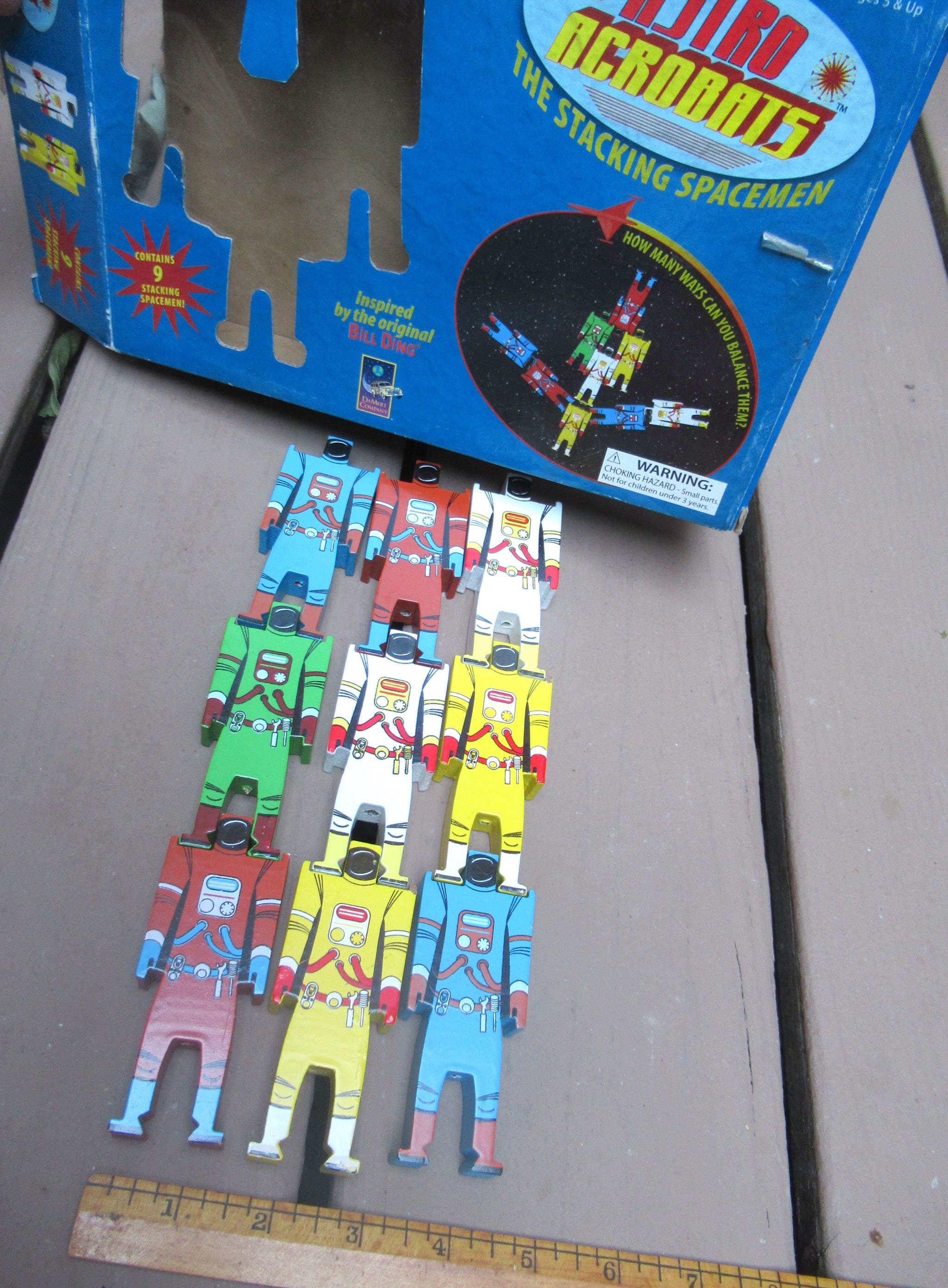 Astro Acrobats Stacking Spacemen Building Toys Bill Ding 9 Wood Figures ...