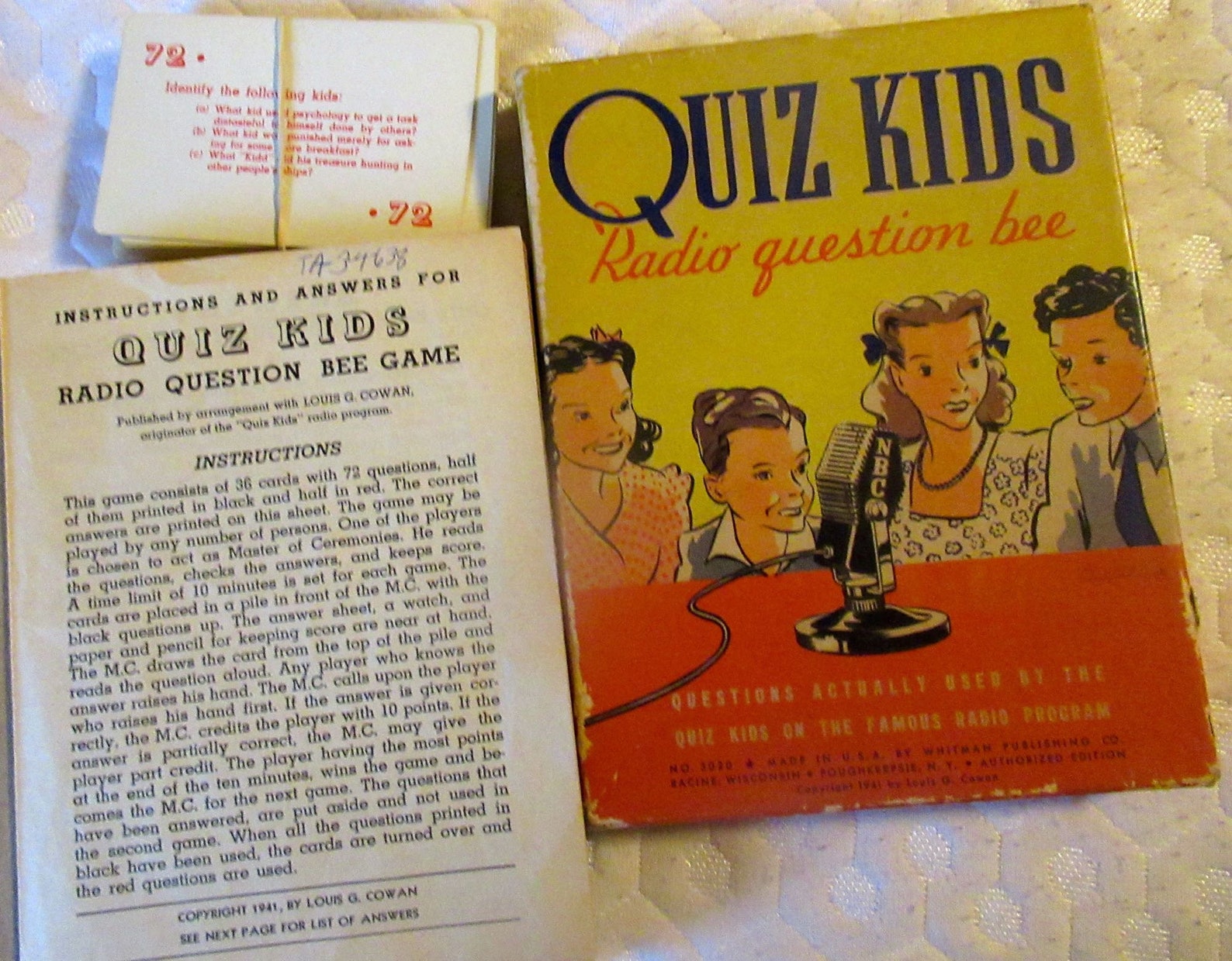Vintage Game Quiz Kids Radio Questions Bee Original Box 1941. Used ...