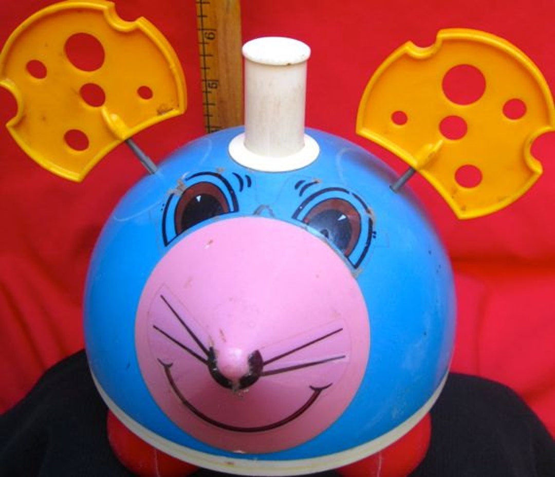 Vintage Mouse Toy Rolling Push Moving Play Funny Cheese Ears 1960's ...