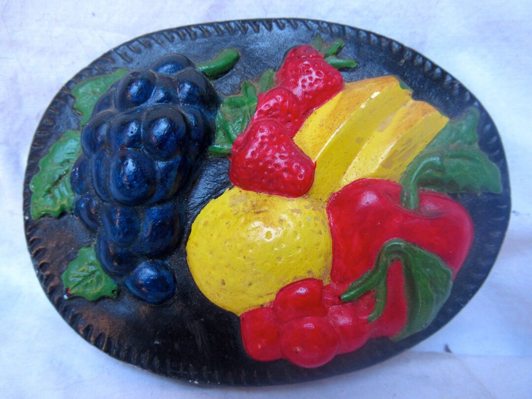 Vintage Fruit Decor Plaster Chalkware Kitchen Art Decor Black ...