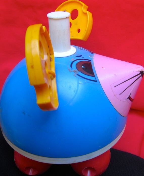 Vintage Mouse Toy Rolling Push Moving Play Funny Cheese Ears 1960's ...