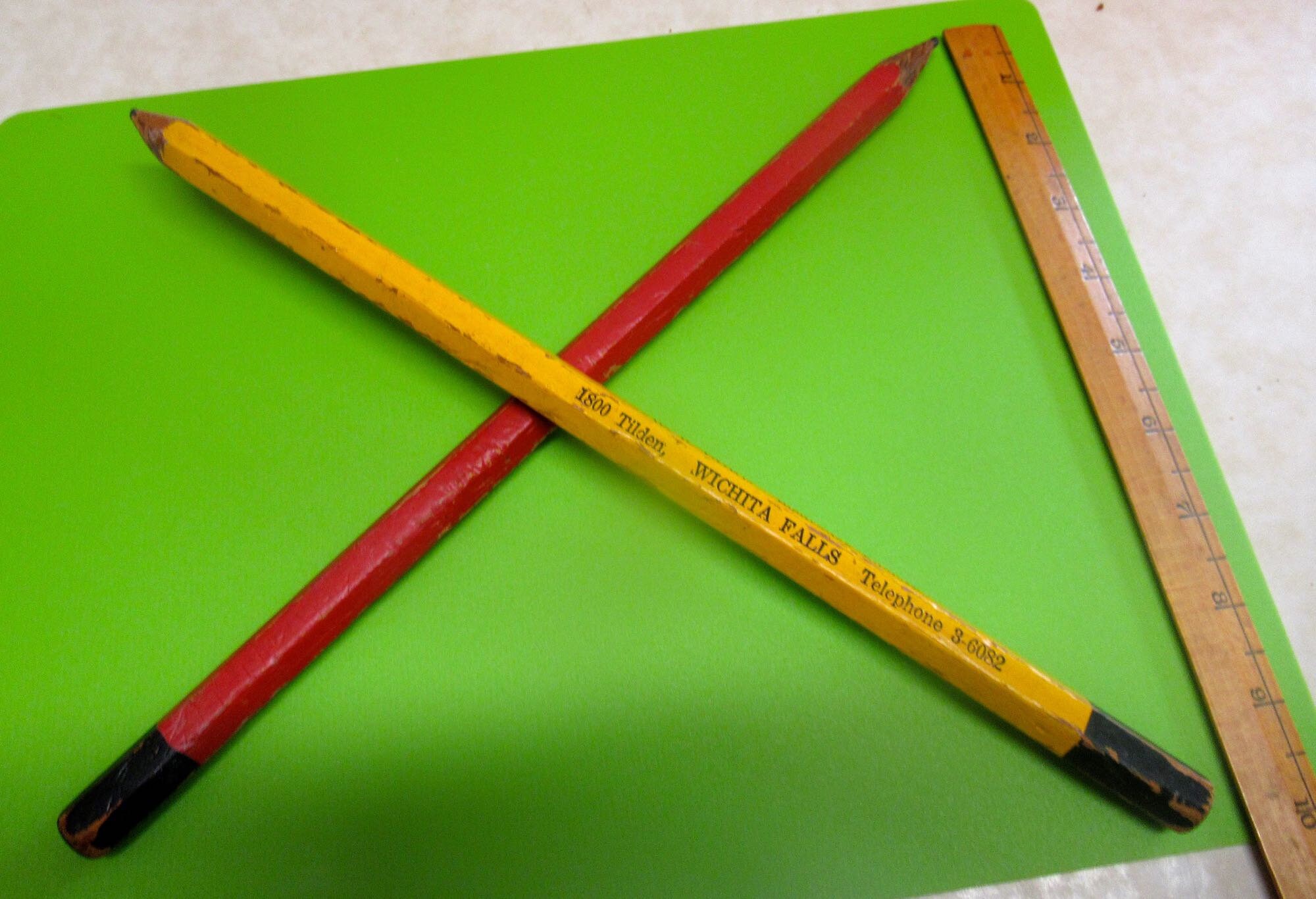 Vintage Jumbo Giant Pencils 1 Yellow and 1 Red Wooden Advertising ...