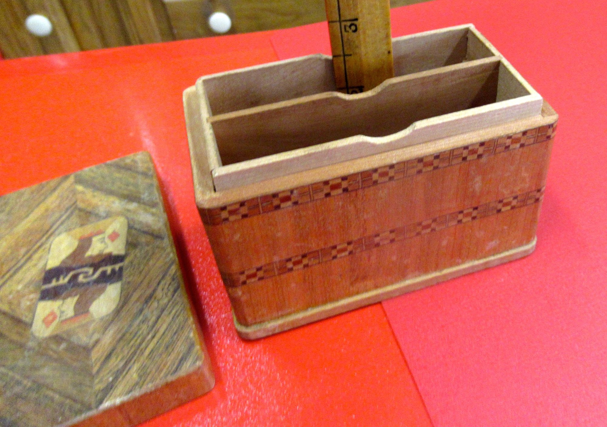 Vintage Wooden Divided Box With Lid for Playing Cards Made in Japan ...