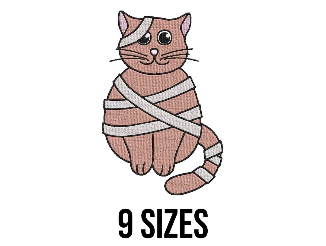 Mummy Cat Embroidery Design - Cat Embroidery Design - Injured Cat ...