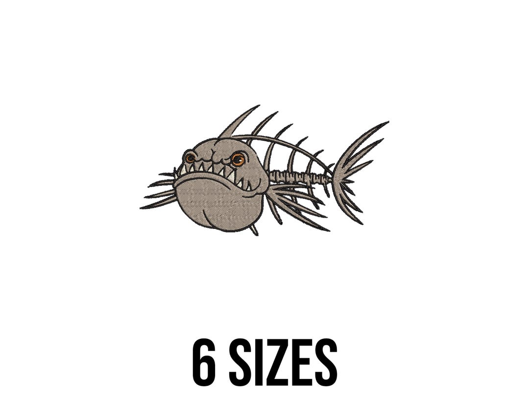 Fish Bone Embroidery Design - Fish Skeleton Embroidery Design ...