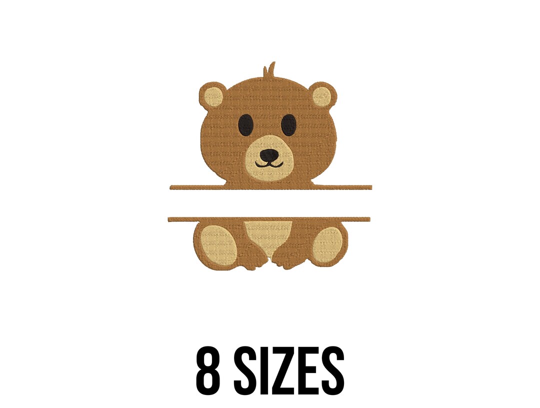 Bear Embroidery Design - Split Bear Embroidery Design - Cute Teddy Bear ...