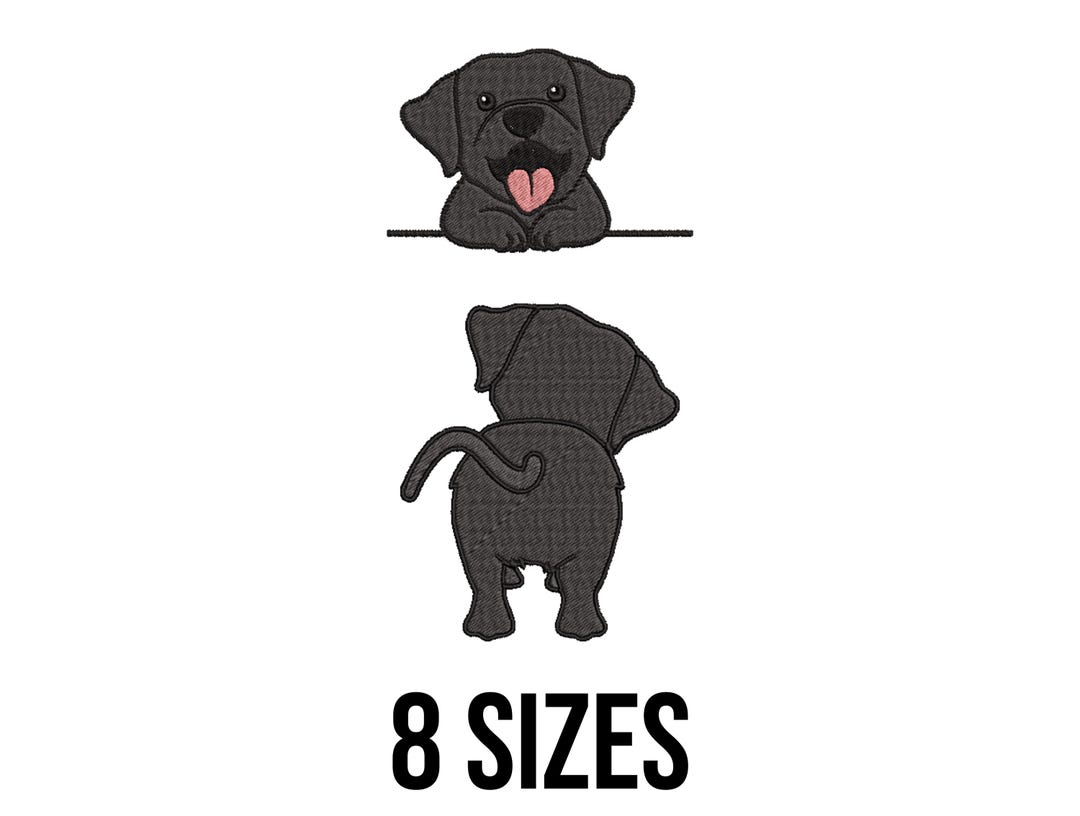 Black Labrador Dog Embroidery Design - Peeking Labrador Dog Embroidery ...