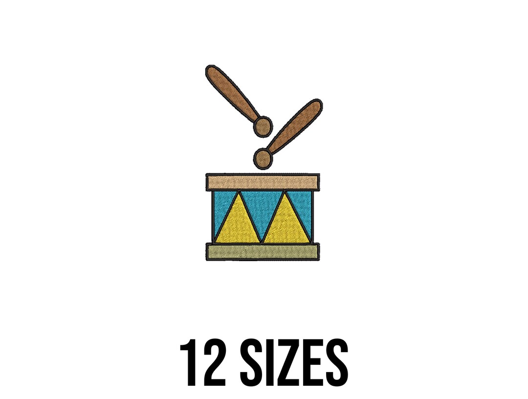 Drum Embroidery Design - Drum and Sticks Embroidery Design - Mini Drum ...