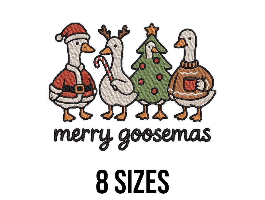 Merry Goosemas Embroidery Design - Christmas Goose Embroidery Design ...