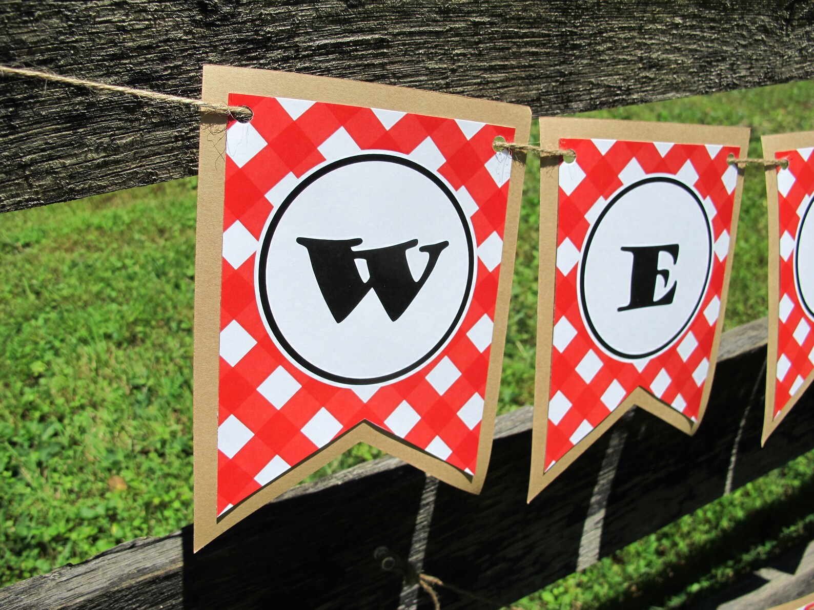 Customizable Red Gingham Banner for Parties and Showers | Etsy
