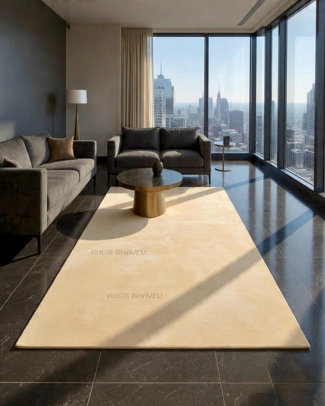 Hand Tufted Wool Rug | Butter Yellow Solid Color Area Carpet | Custom ...