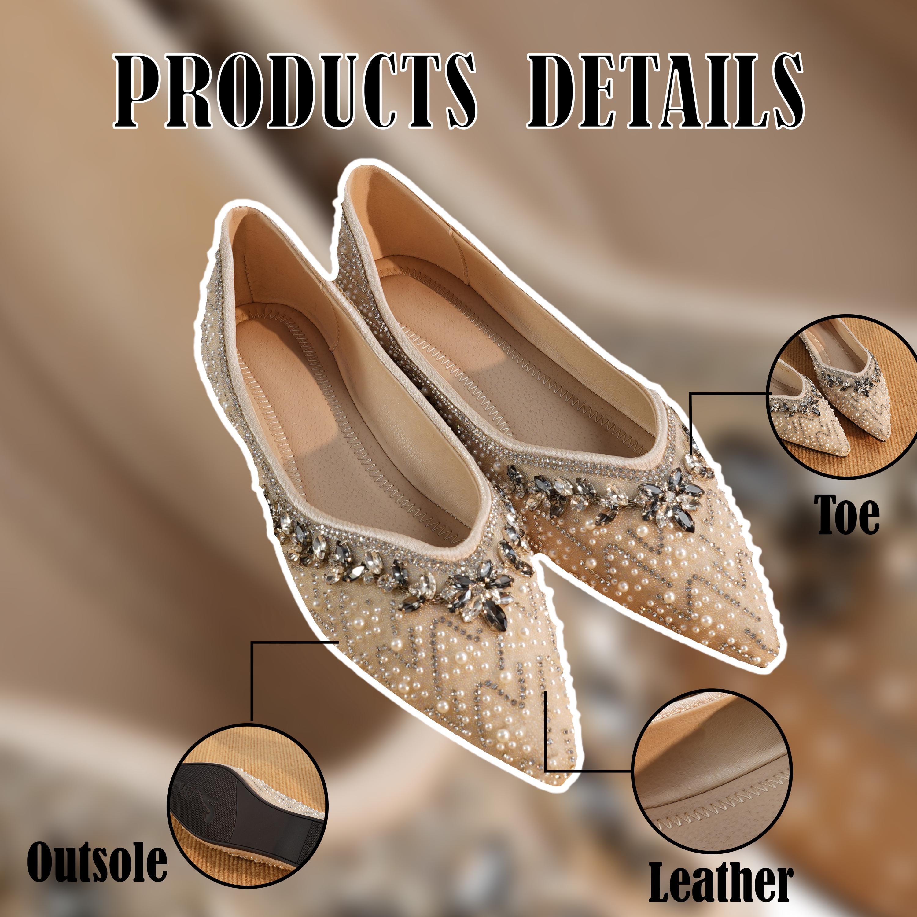 Handmade Beaded Wedding Flats for Women, Ivory Pointed Toe Bridal Shoes ...