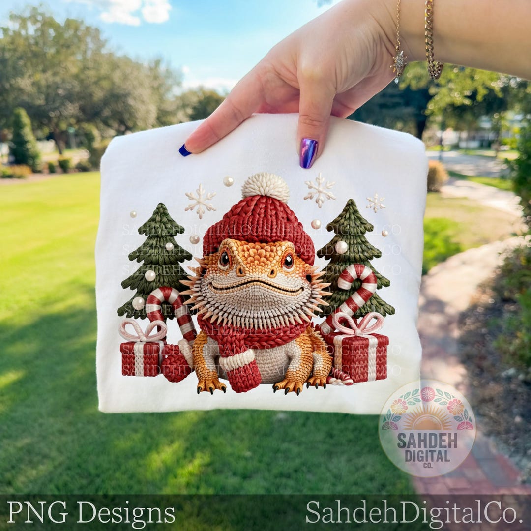 Bearded Dragon Crochet PNG, Santa Bearded Dragon PNG, Crochet Christmas ...