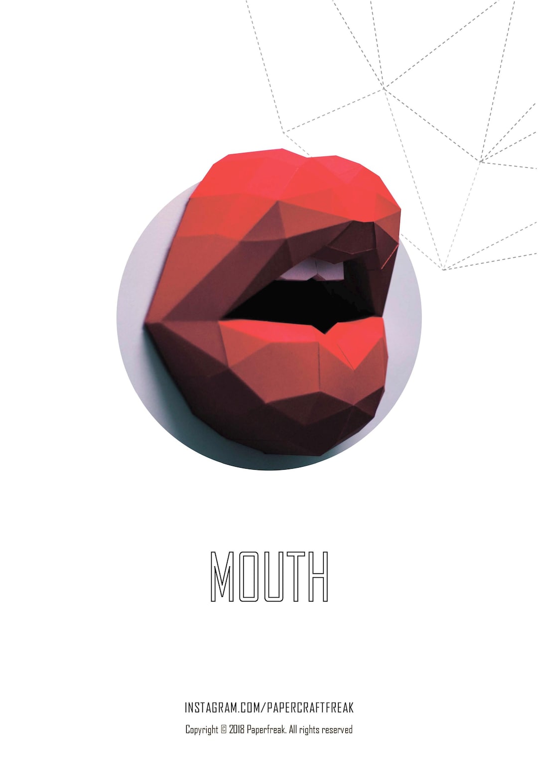 Papercraft 3D LIPS MOUTH WITH Teeth Pepakura Pdf Template Low Polygonal ...