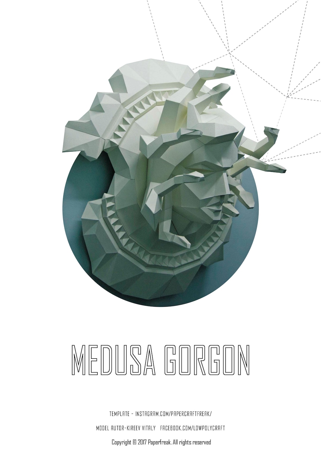 Papercraft 3D MEDUSA GORGONA on the Shield Pepakura Pdf Template Low ...