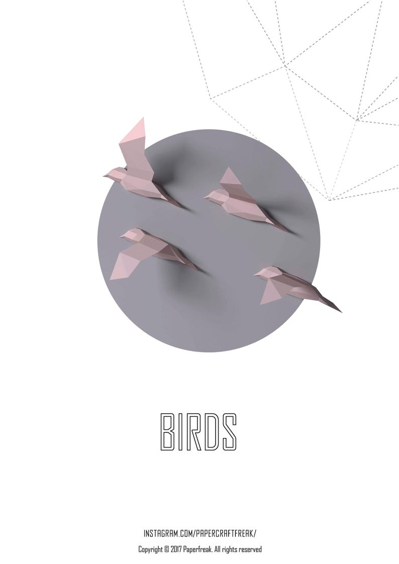 Papercraft 3d 4 BIRDS WALL Type Pepakura PDF Template Low Poly Paper ...
