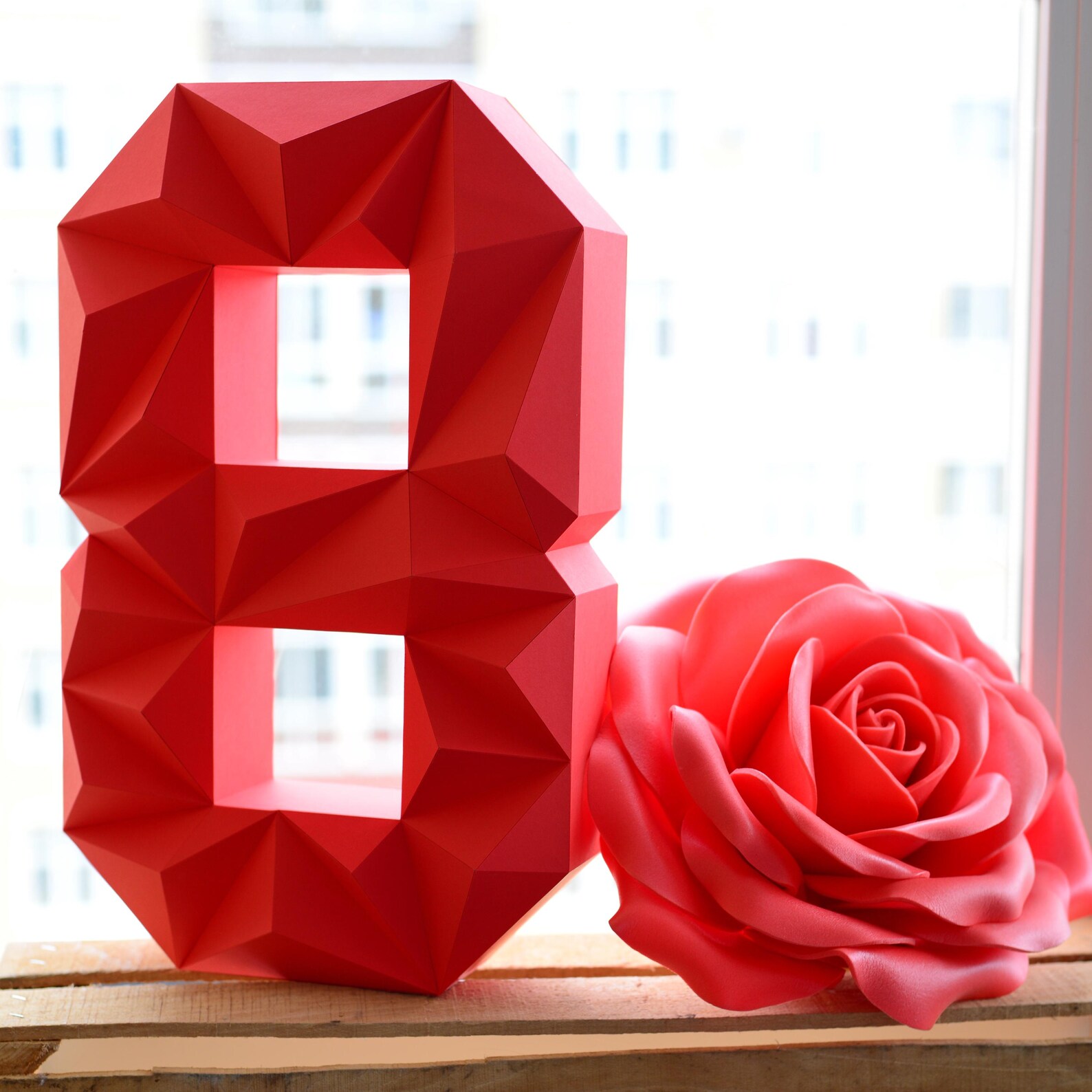 Papercraft 3D EIGHT 8 NUMBER Birthday Party Decor Pepakura Low Poly ...