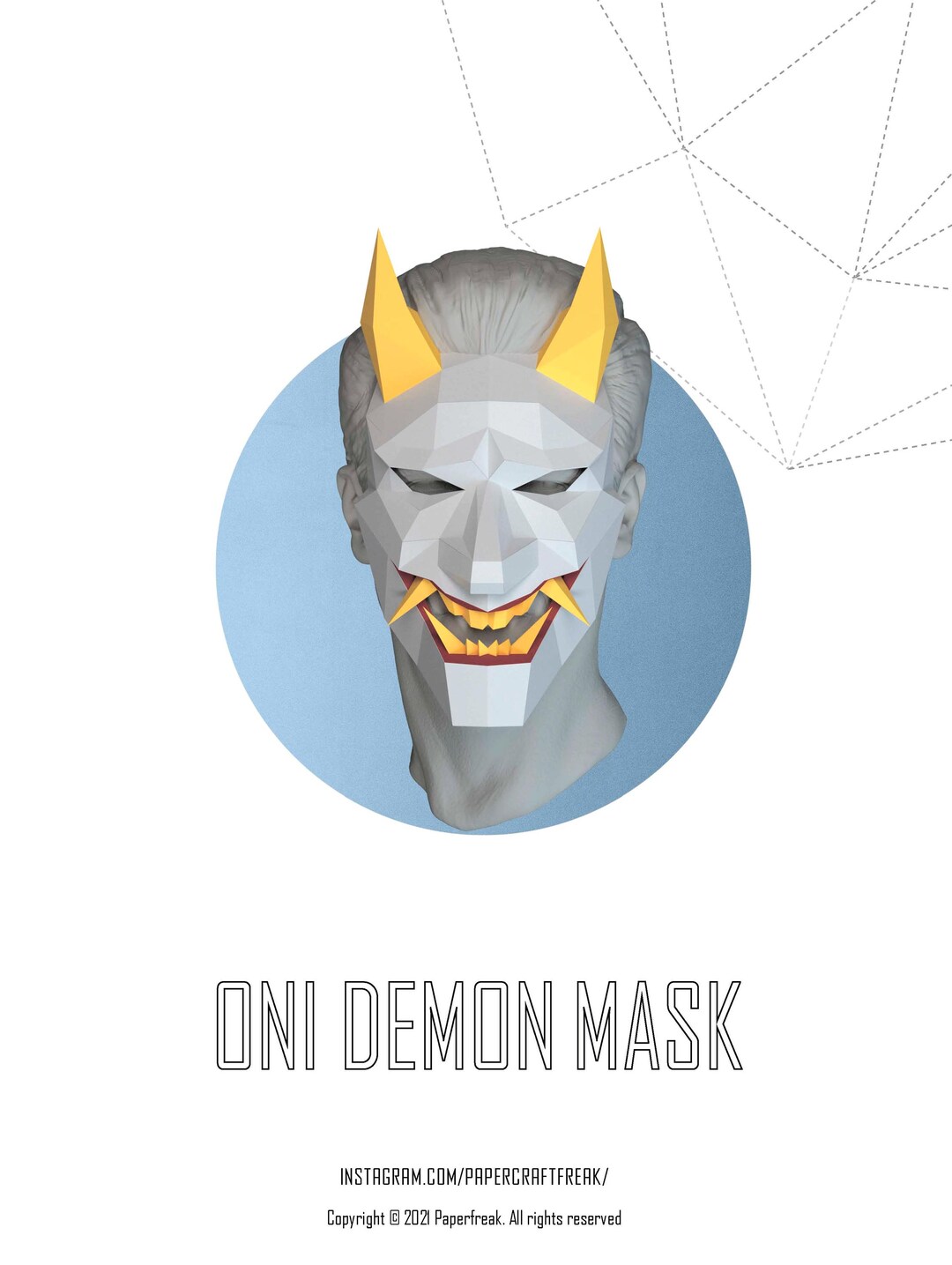 Papercraft 3D DEMON ONI MASK Japanese Devil Samurai Halloween Pepakura ...