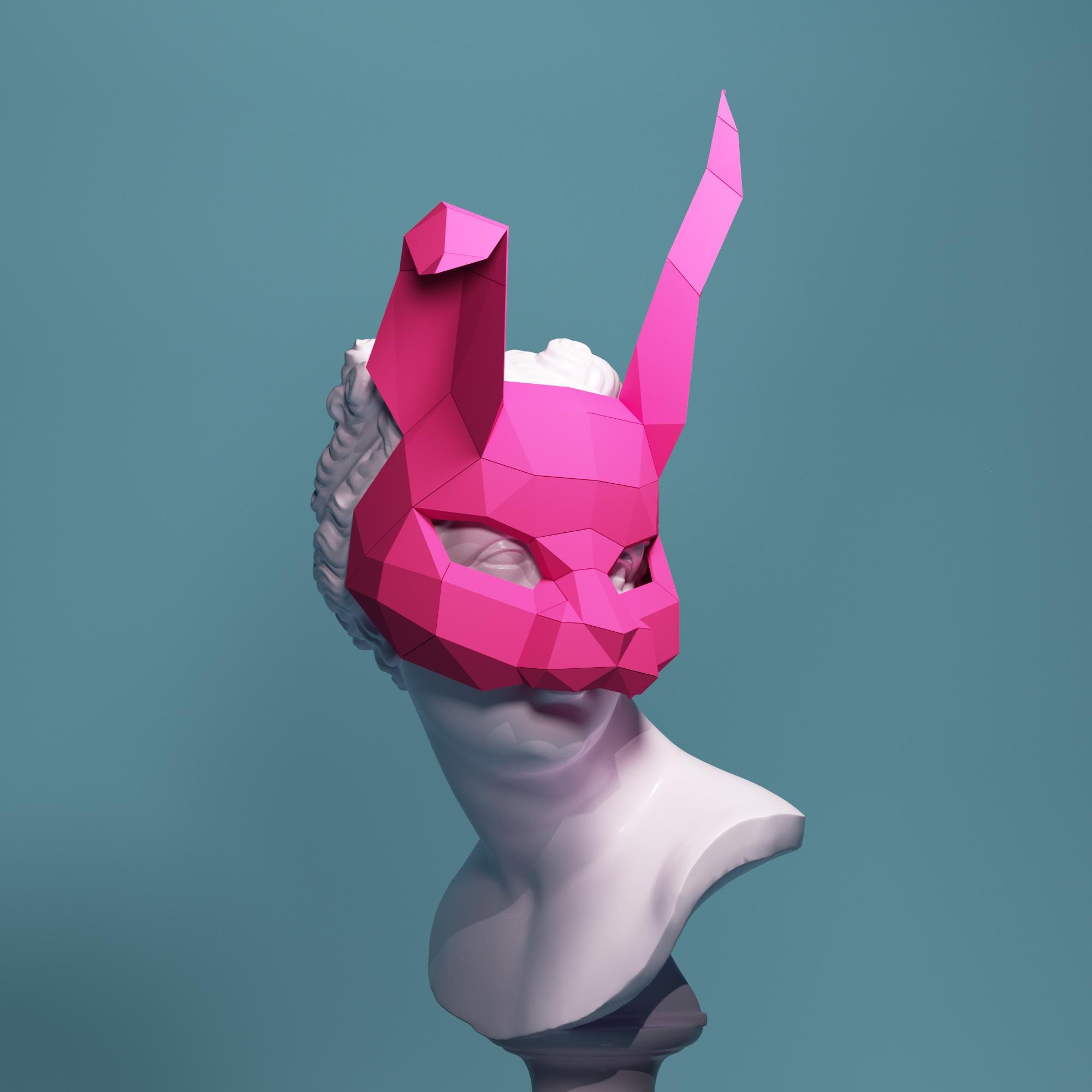 Papercraft 3D RABBIT BUNNY MASK New Halloween Pepakura Carnival Low ...
