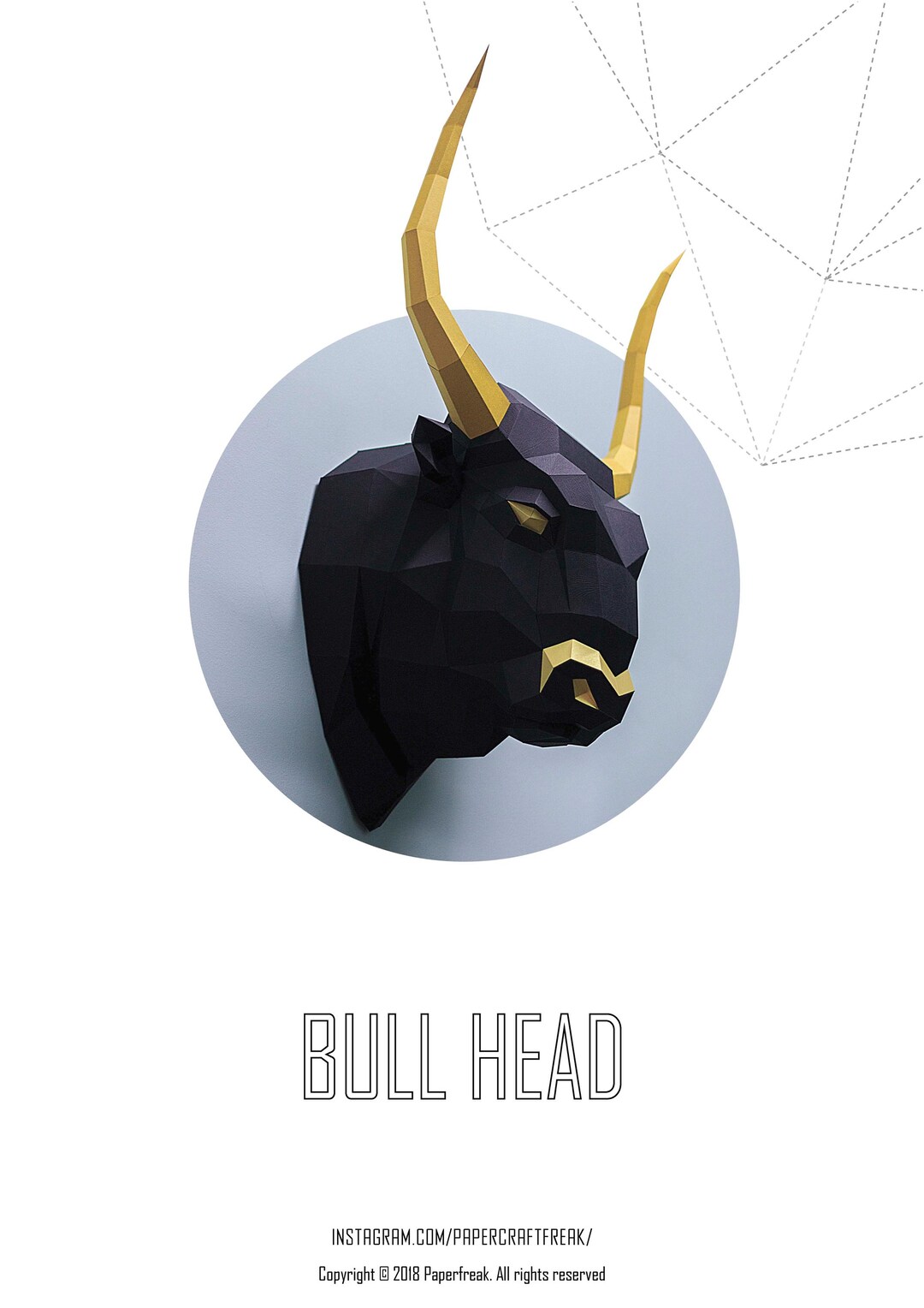 Papercraft 3D BULL Pepakura STIER Tier Low-Poly Skulptur Minotaurus DIY ...