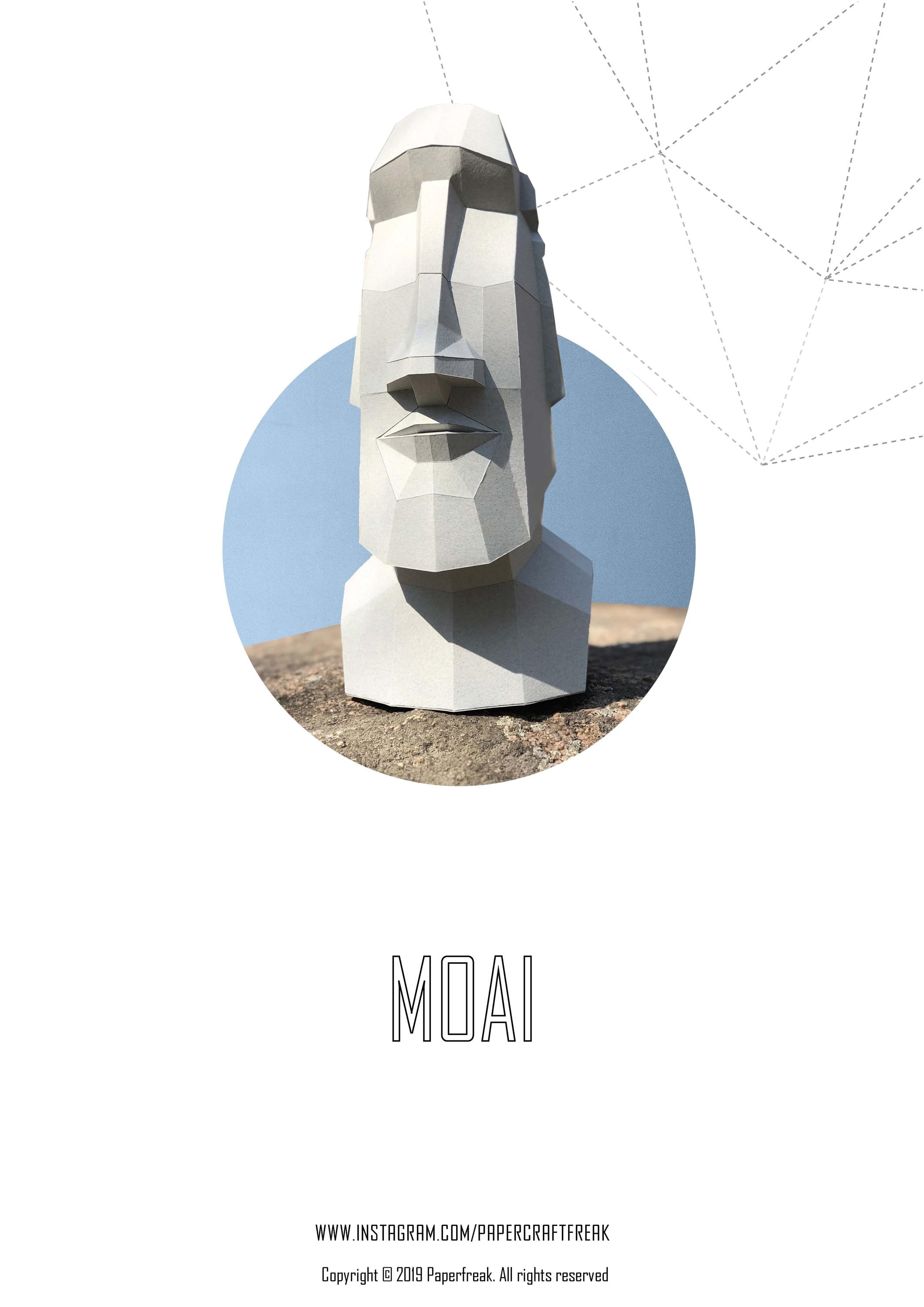 Papercraft 3D MOAI STONE STATUE Rapa Nui Easter Island Pepakura Pdf ...