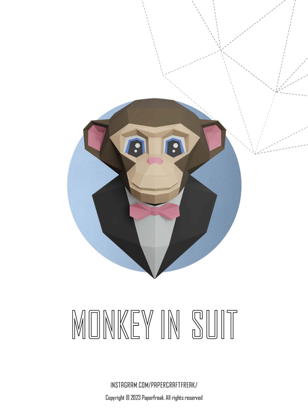Papercraft 3D MONKEY in SUIT Pepakura Low Poly Paper Chimpanzee ...